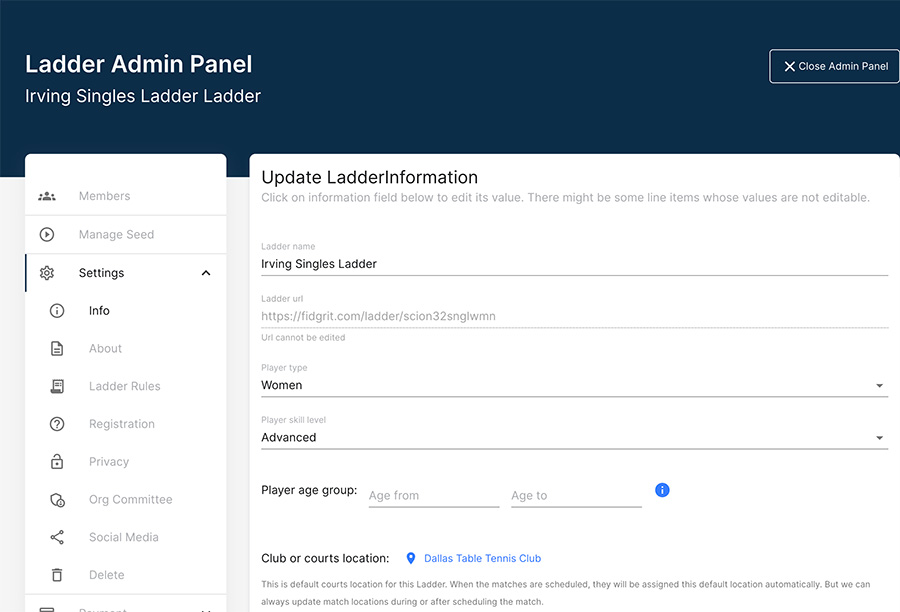 Challenger Sports Ladder | FidGrit